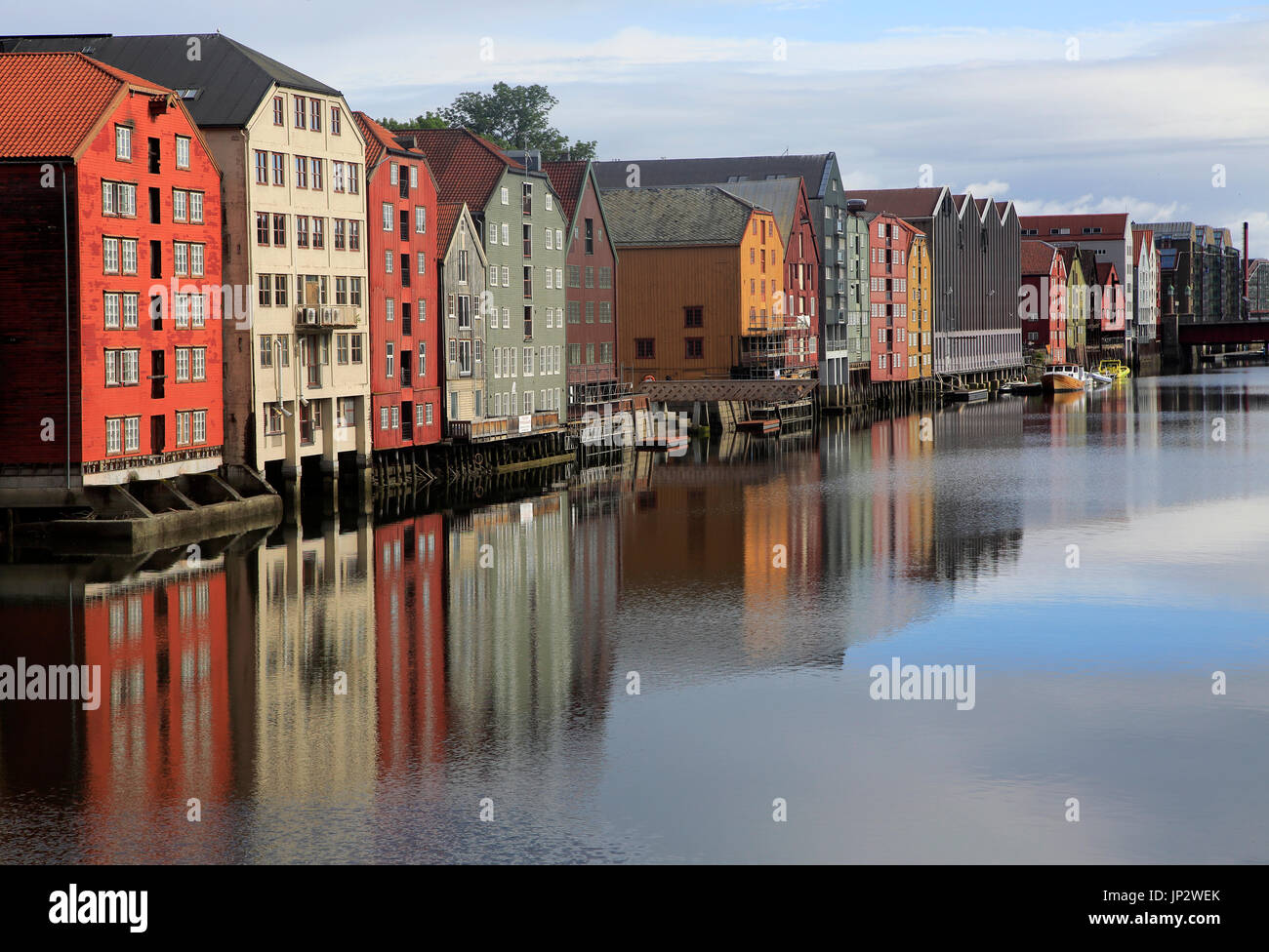 Historic waterside warehouse buildings on River Nidelva, Bryggene ...