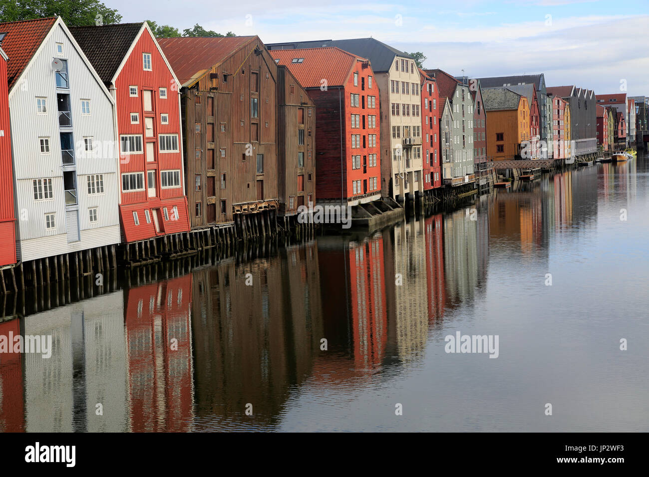 Historic waterside warehouse buildings on River Nidelva, Bryggene ...