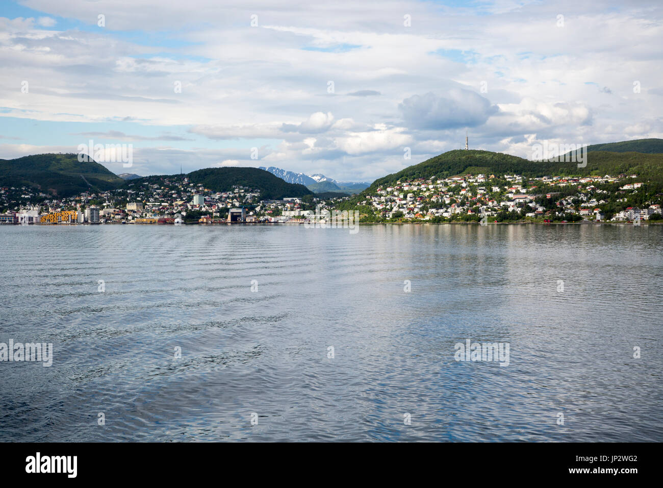 Port and town of Harstad, Hinnoya island, Troms county, Norway Stock ...