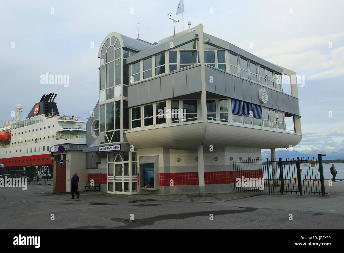 Modern architecture of port harbour building Molde, Romsdal county ...