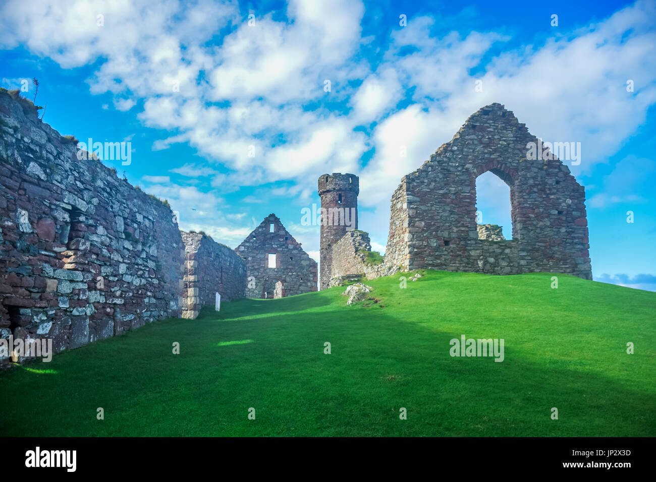 Landscape view of Peel Castle constructed by vikings on top of Peel ...