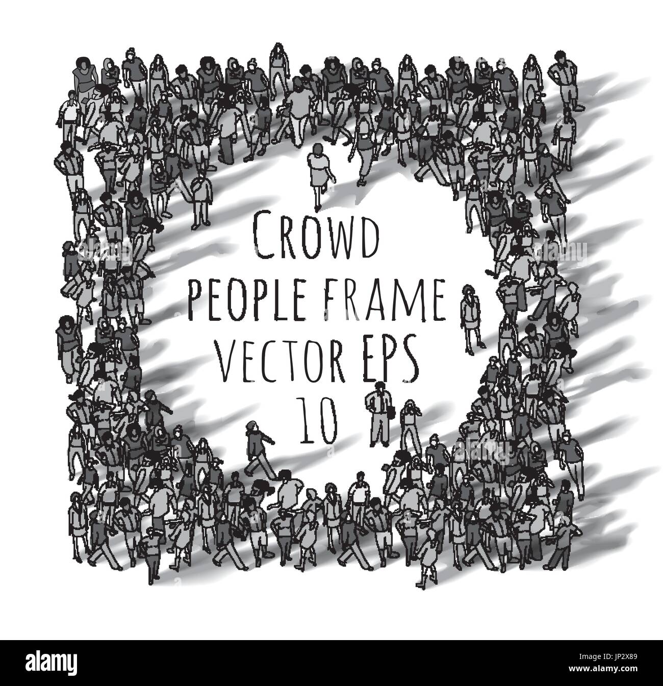 Crowd big group people frame black and white Stock Vector Image & Art ...