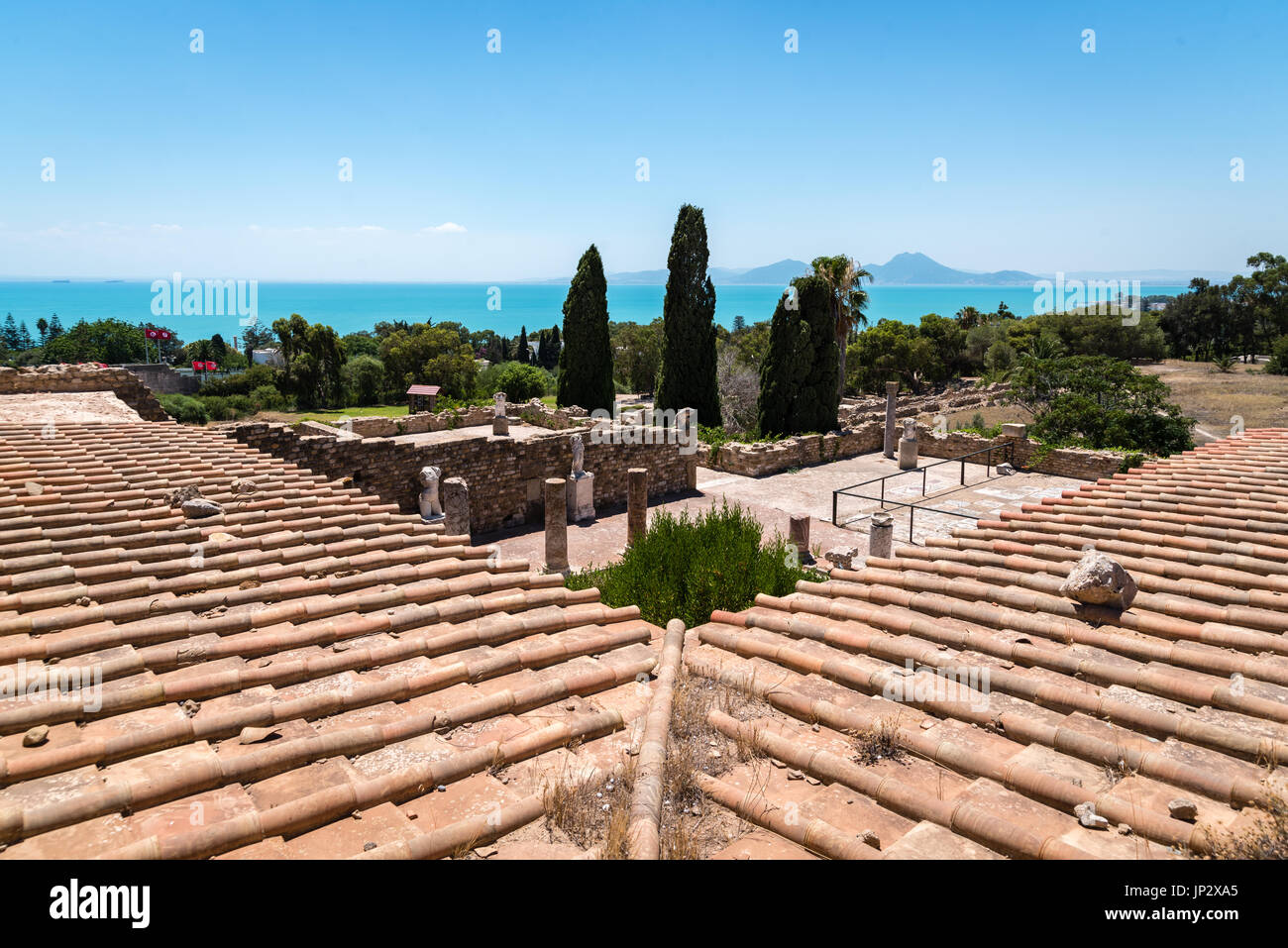 Old house roof, Roman villas Carthage Stock Photo - Alamy
