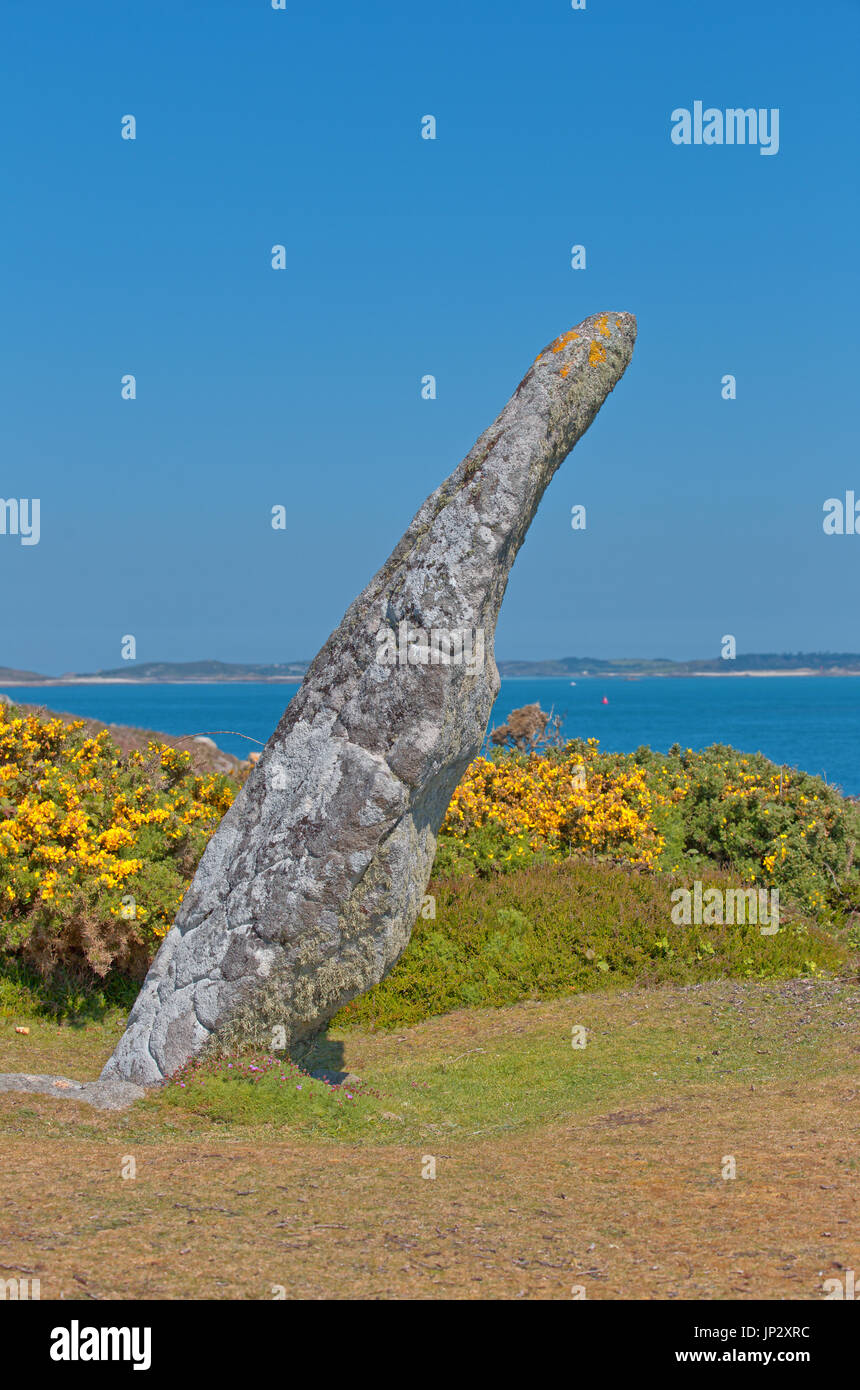 The Old Man of Gugh, standing stone, Gugh, Isles of Scilly, Cornwall ...