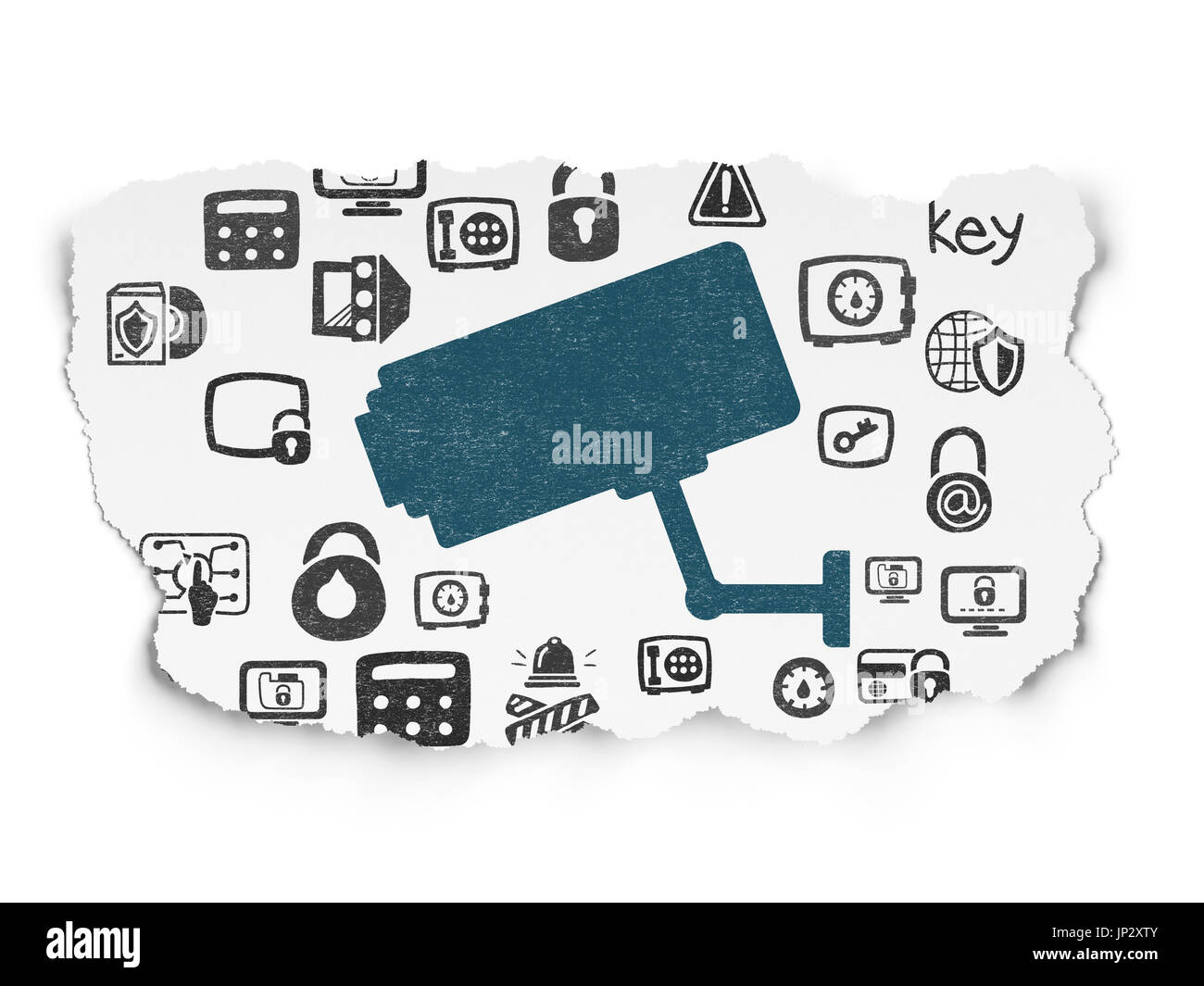 Security concept: Cctv Camera on Torn Paper background Stock Photo - Alamy