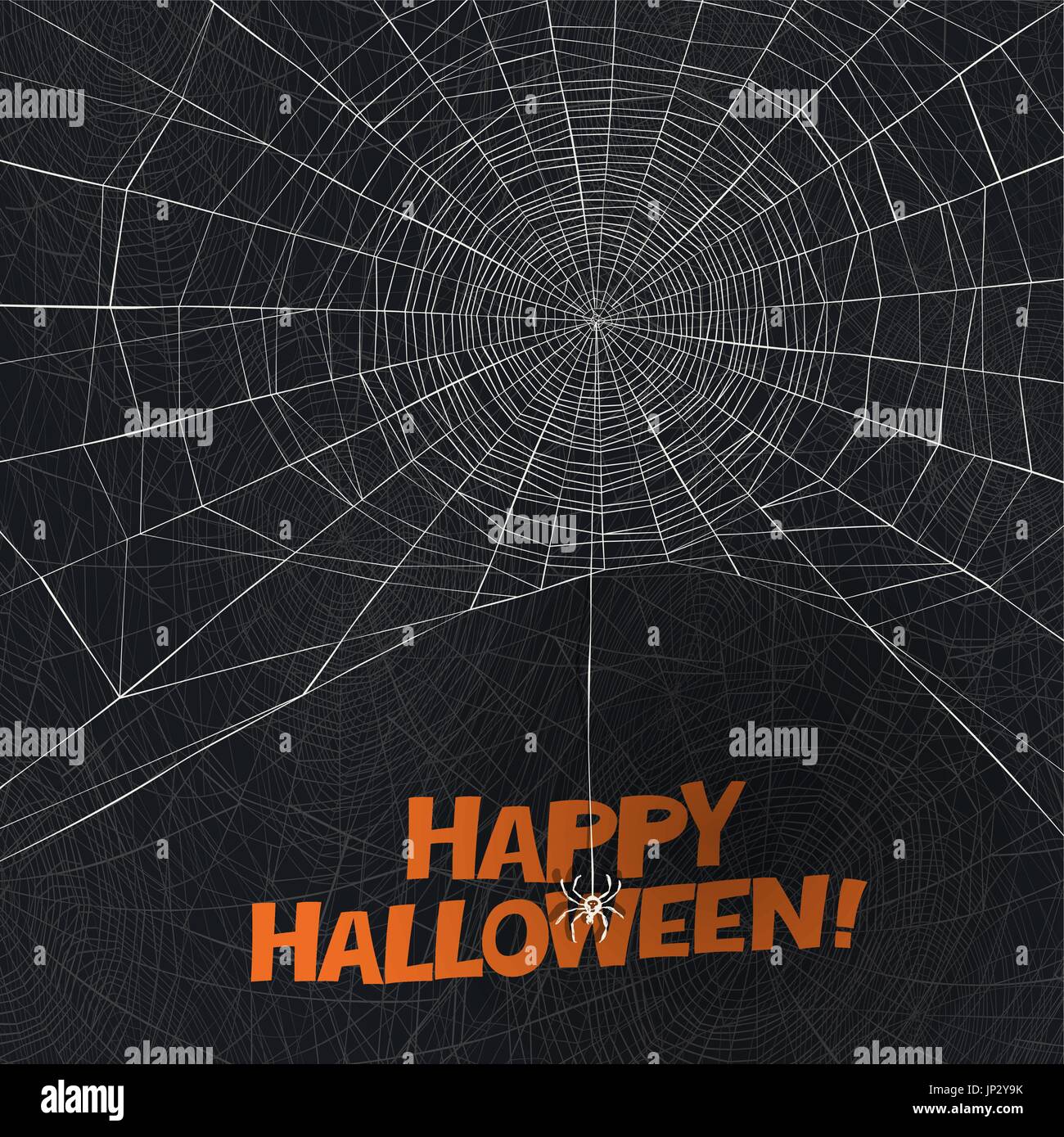 Halloween holiday card design. Spider says "Happy Halloween". Spider ...