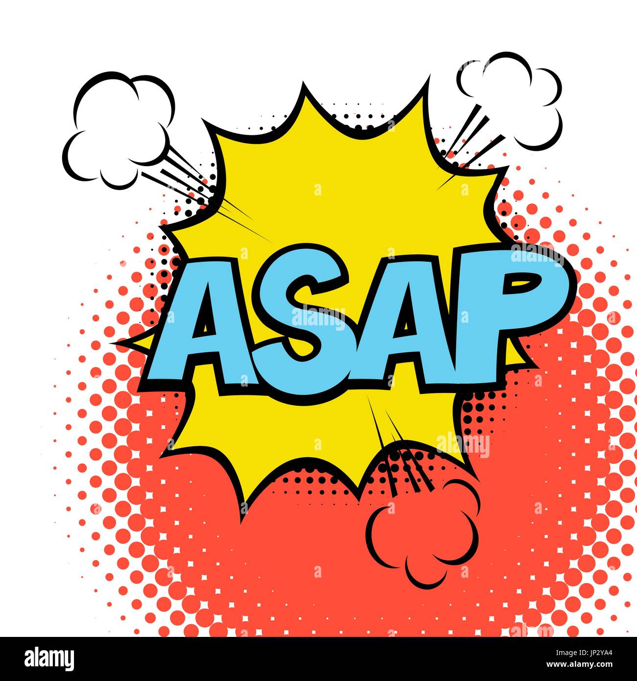 ASAP. Colorful speech bubble with lightning. Comic alphabet. Halftone ...