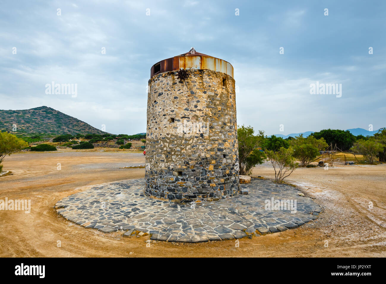 Ancient windmill on Kalydon Peninsula near Agios Nikolaos, Crete ...