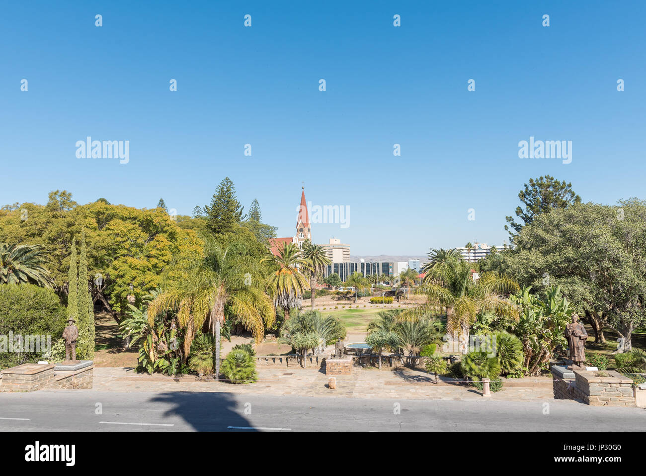 WINDHOEK, NAMIBIA - JUNE 17, 2017: Gardens at the Tintenpalast , the ...