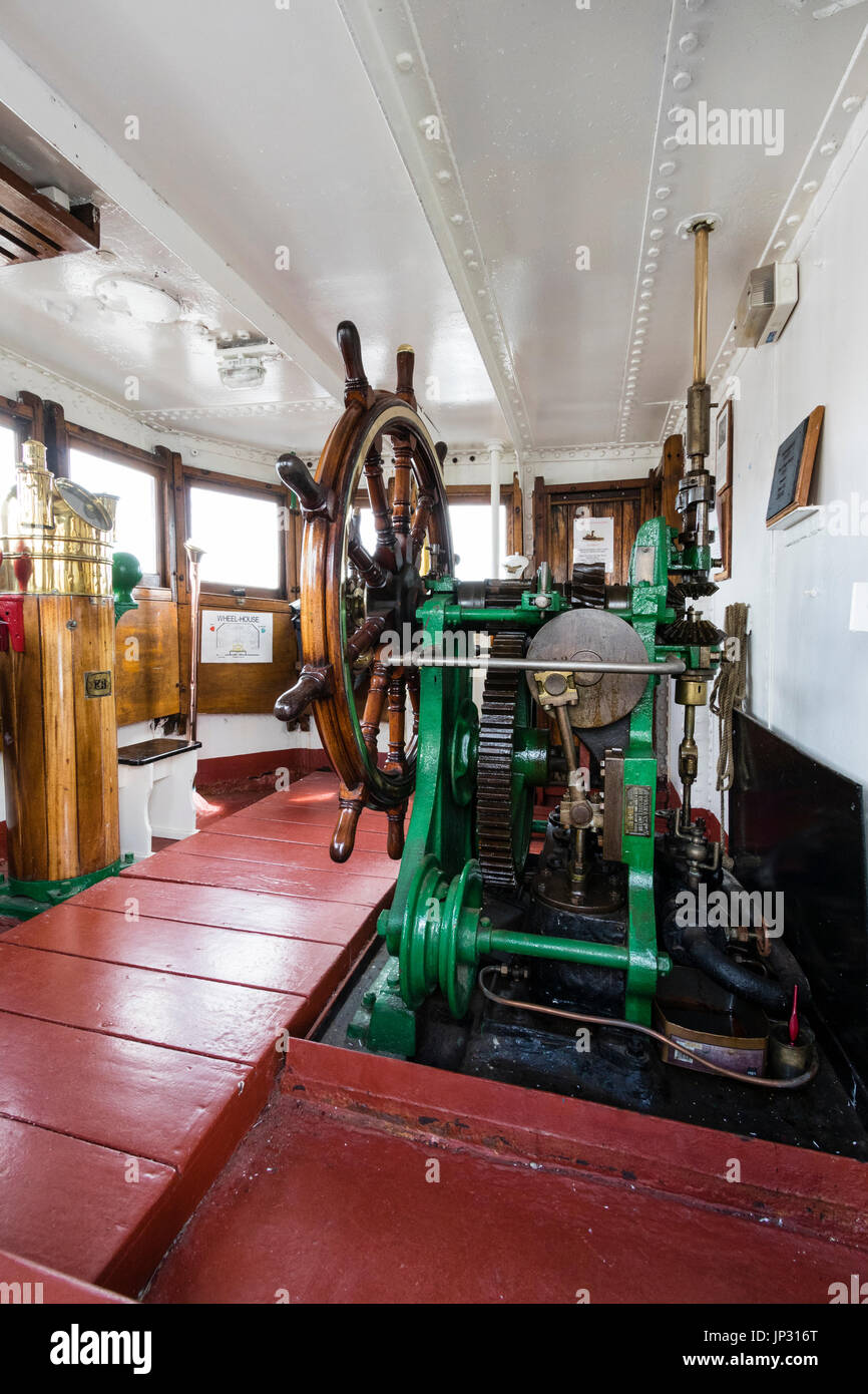 Restored, World war two stream tugboat, Cervia. Interior of the ...