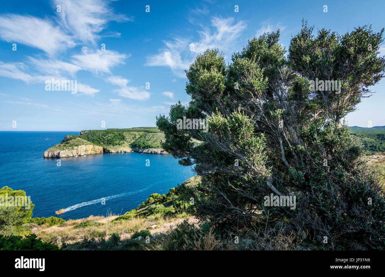 Small bay of Cala Montgo in Costa Brava. Montgo beach is a natural and ...