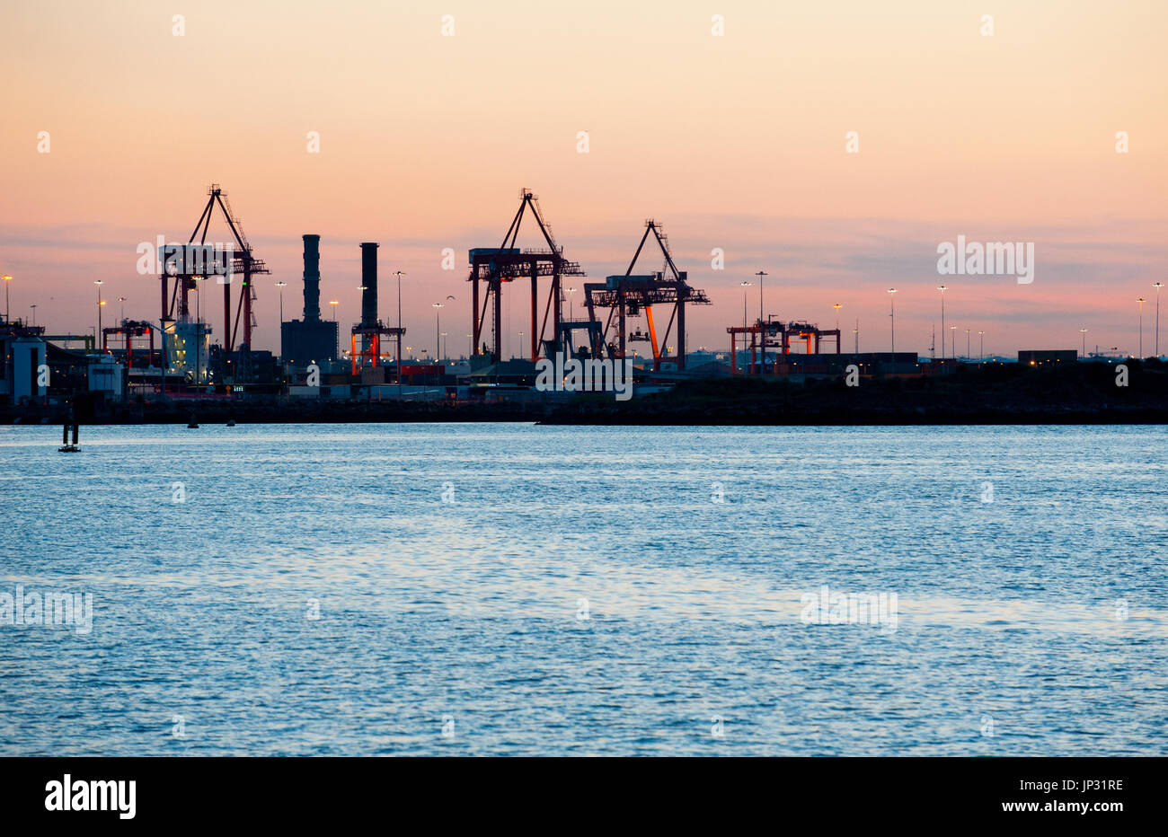 Industrial areas in Dublin port on the evevning time, Ireland Stock ...