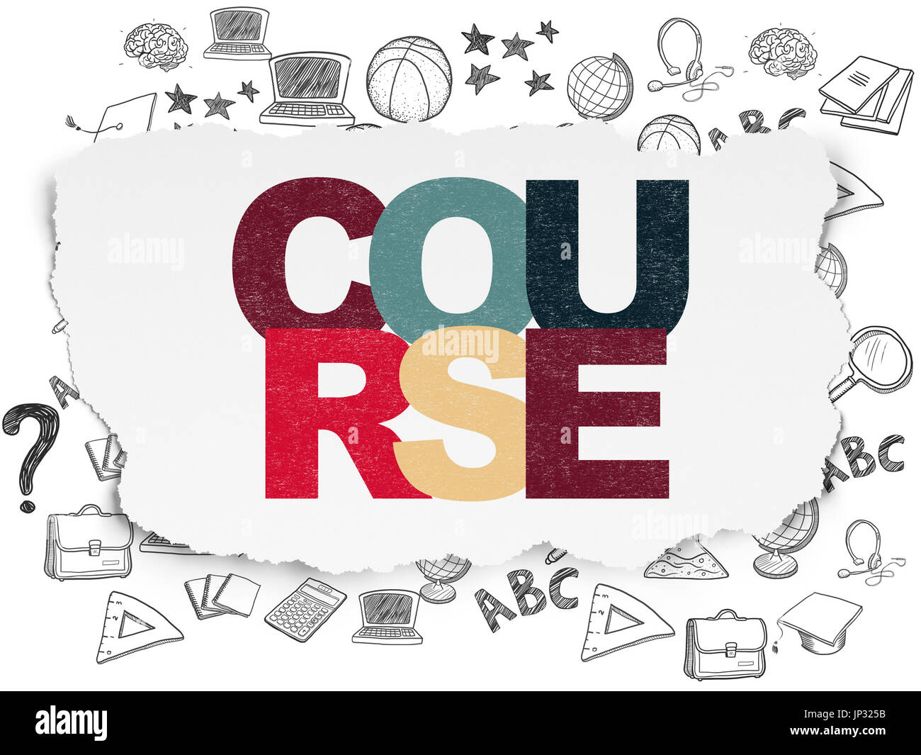 Studying concept: Course on Torn Paper background Stock Photo - Alamy