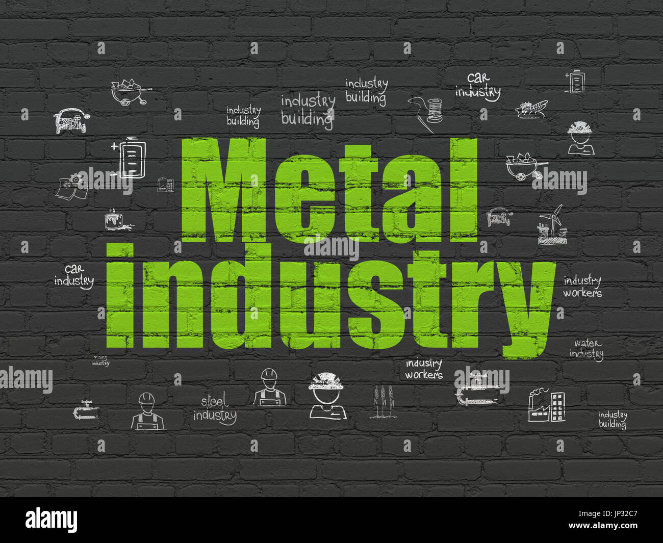Industry concept: Metal Industry on wall background Stock Photo - Alamy