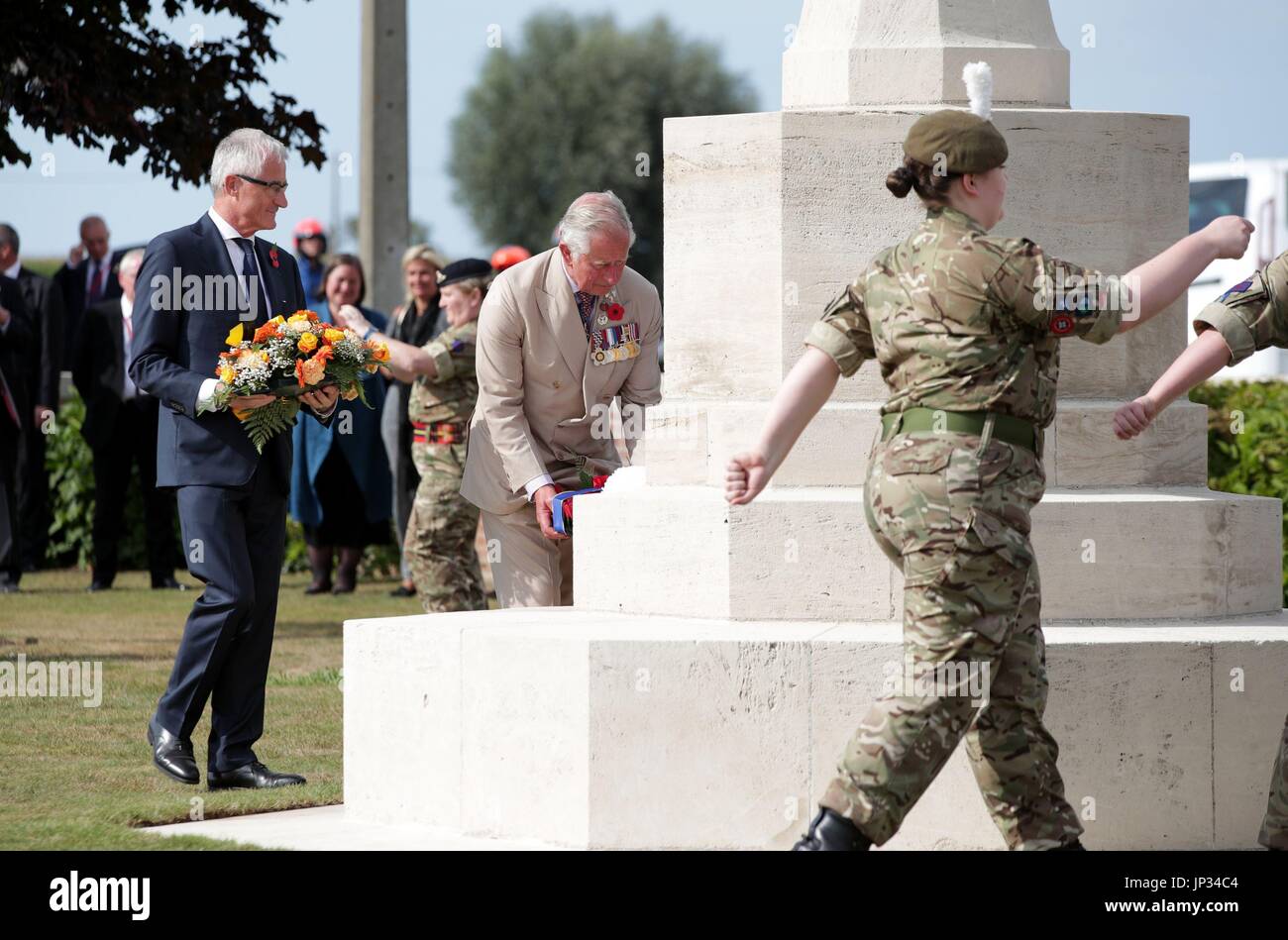 The Prince of Wales during a wreath laying ceremony at the Artillery ...