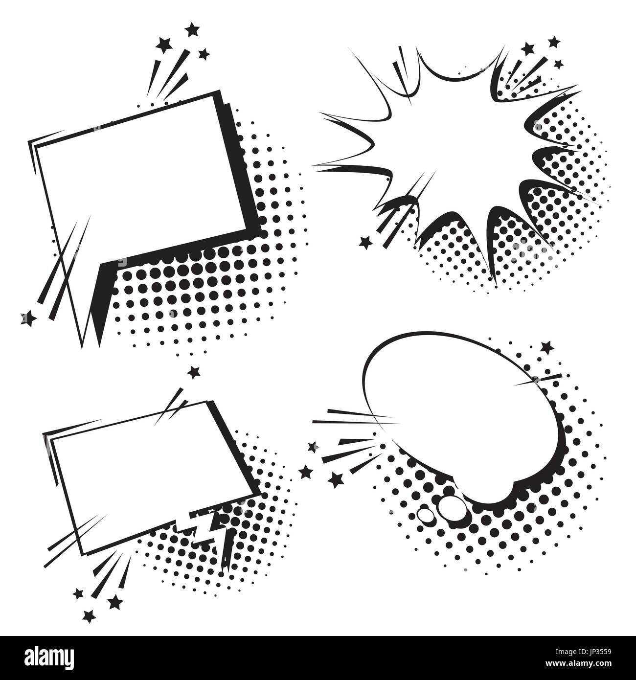 Chat Bubble Icon Set Pop Art Style Social Media Communication Stock ...