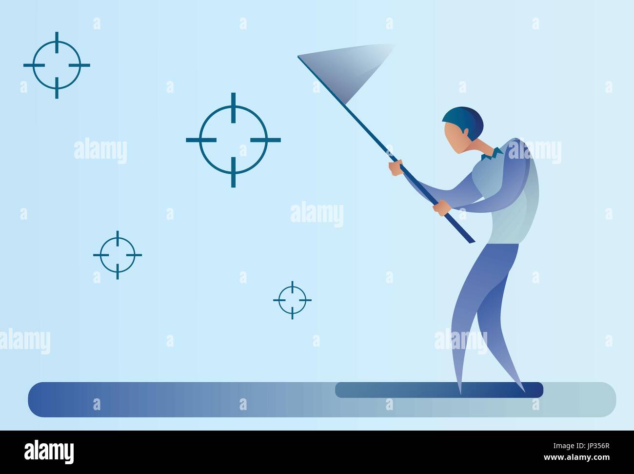 Abstract Business Man Catch Targets With Butterfly Net Aim Goal Concept ...