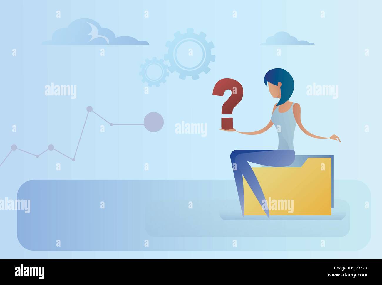 Business Woman With Question Mark Pondering Problem Concept Stock ...