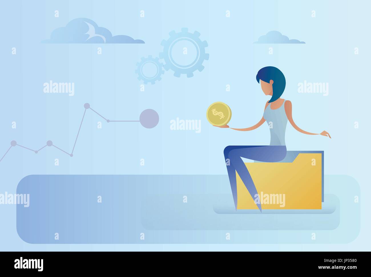 Woman holding golden coin Stock Vector Images - Alamy