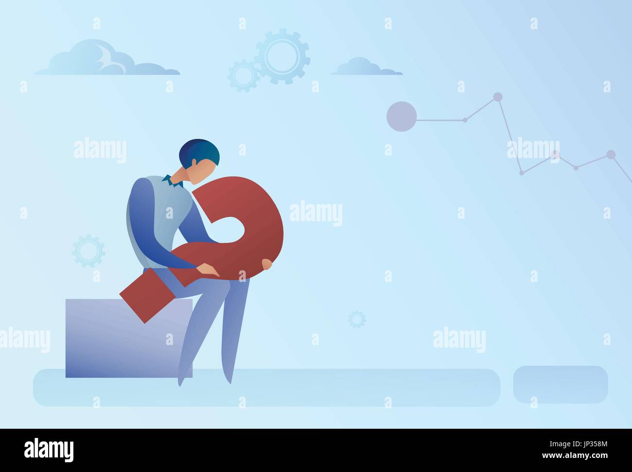 Business Man With Question Mark Pondering Problem Concept Stock Vector ...