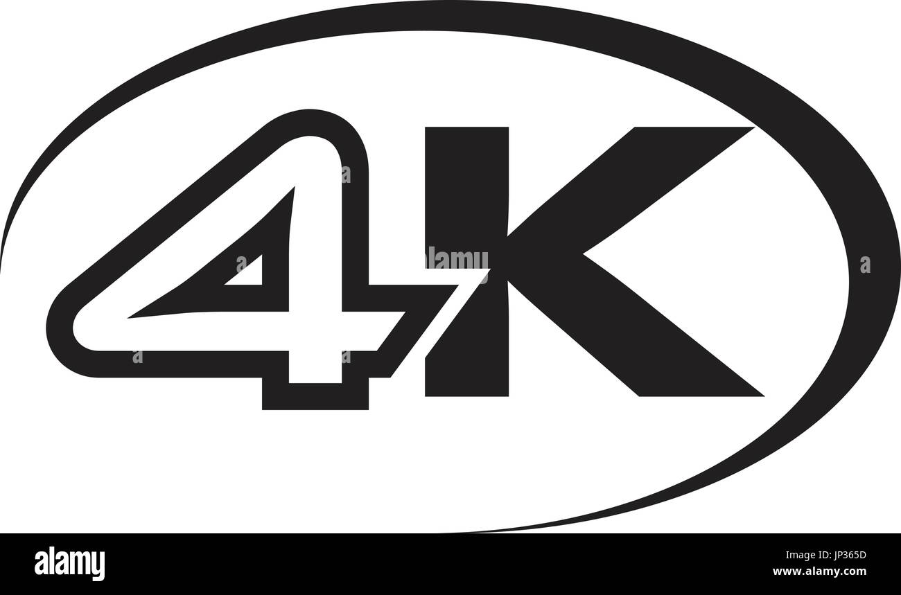 4k icon within an outline of oval isolated on white background Stock ...