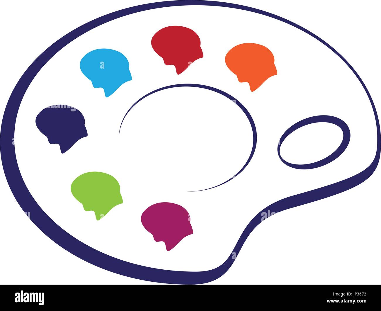 outlines of art palette icon with different colors. isolated on white ...