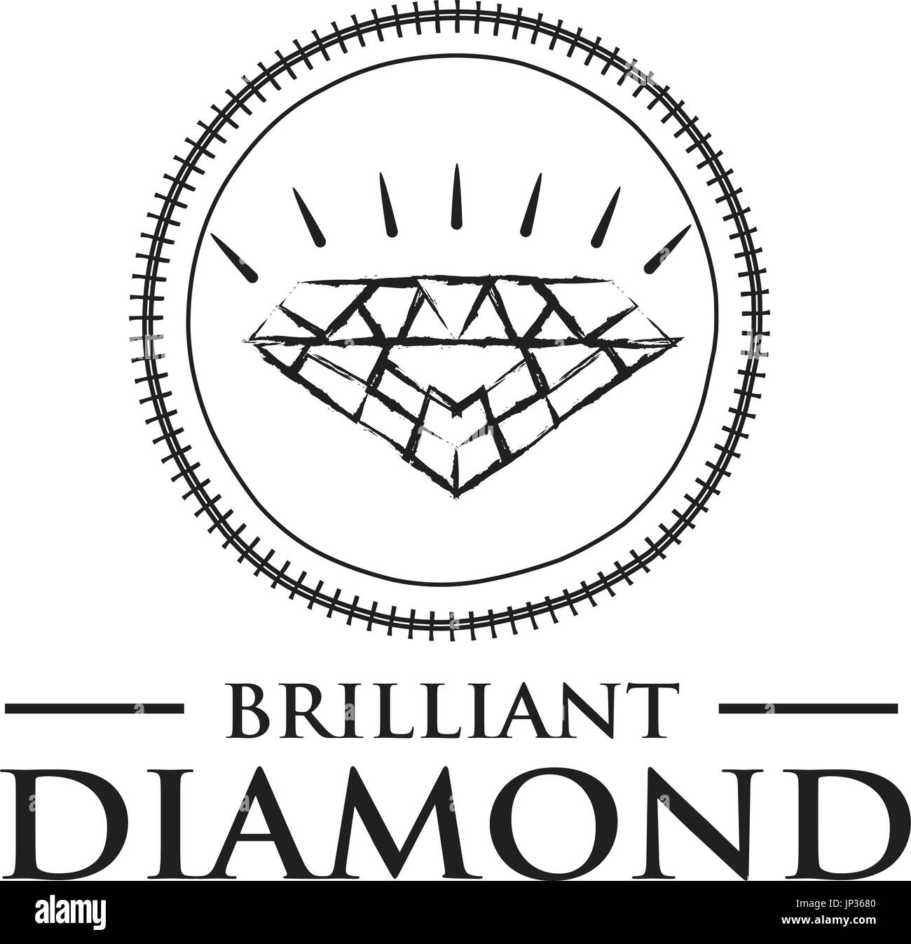 shine diamond logo within a circle. isolated on white background Stock ...