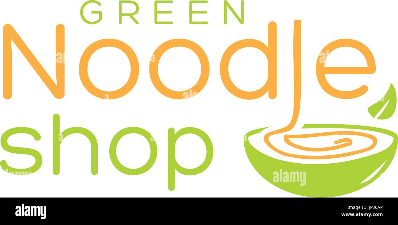 green noodle shop logo. isolated on white background Stock Vector Image ...