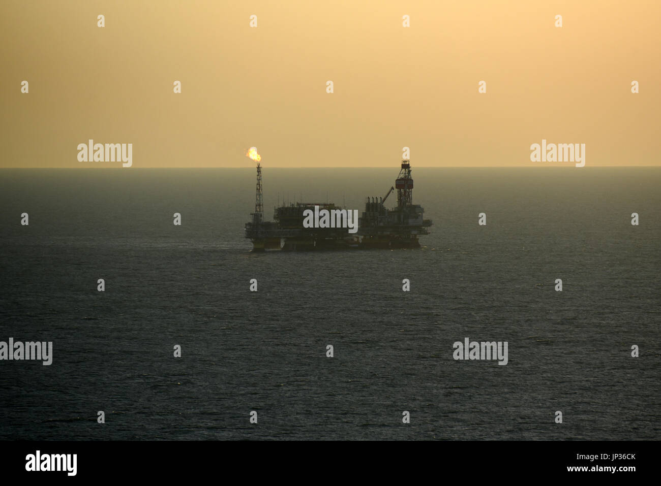 Oil rig platform on Lukoil Filanovsky oil field at the Caspian Sea ...