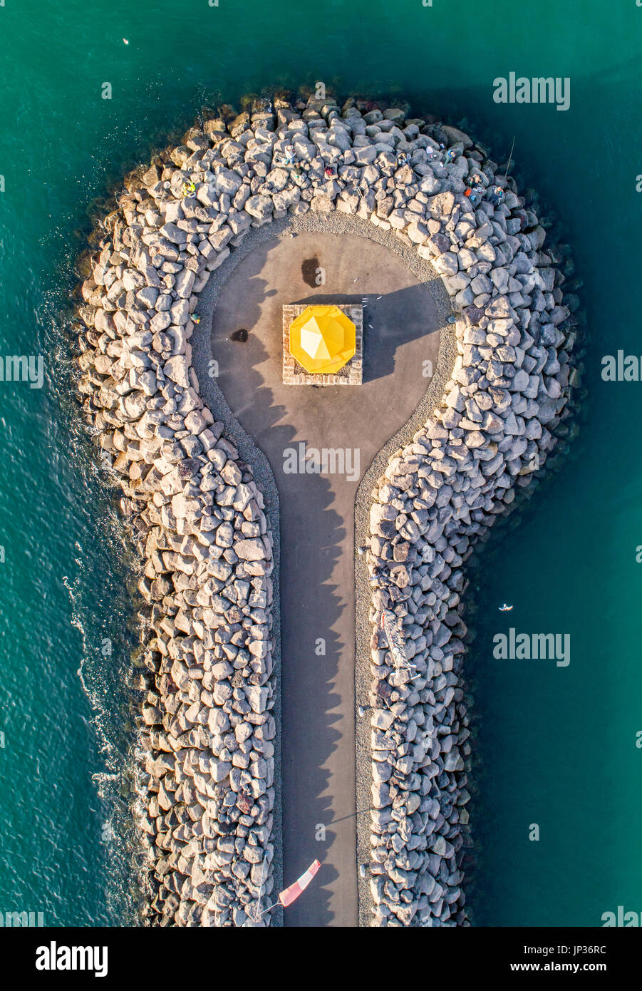 Aerial image of a lighthouse with people fishing Stock Photo - Alamy
