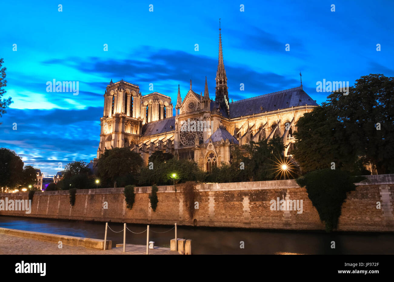 Notre Dame Cathedral at night, Paris, France Stock Photo - Alamy