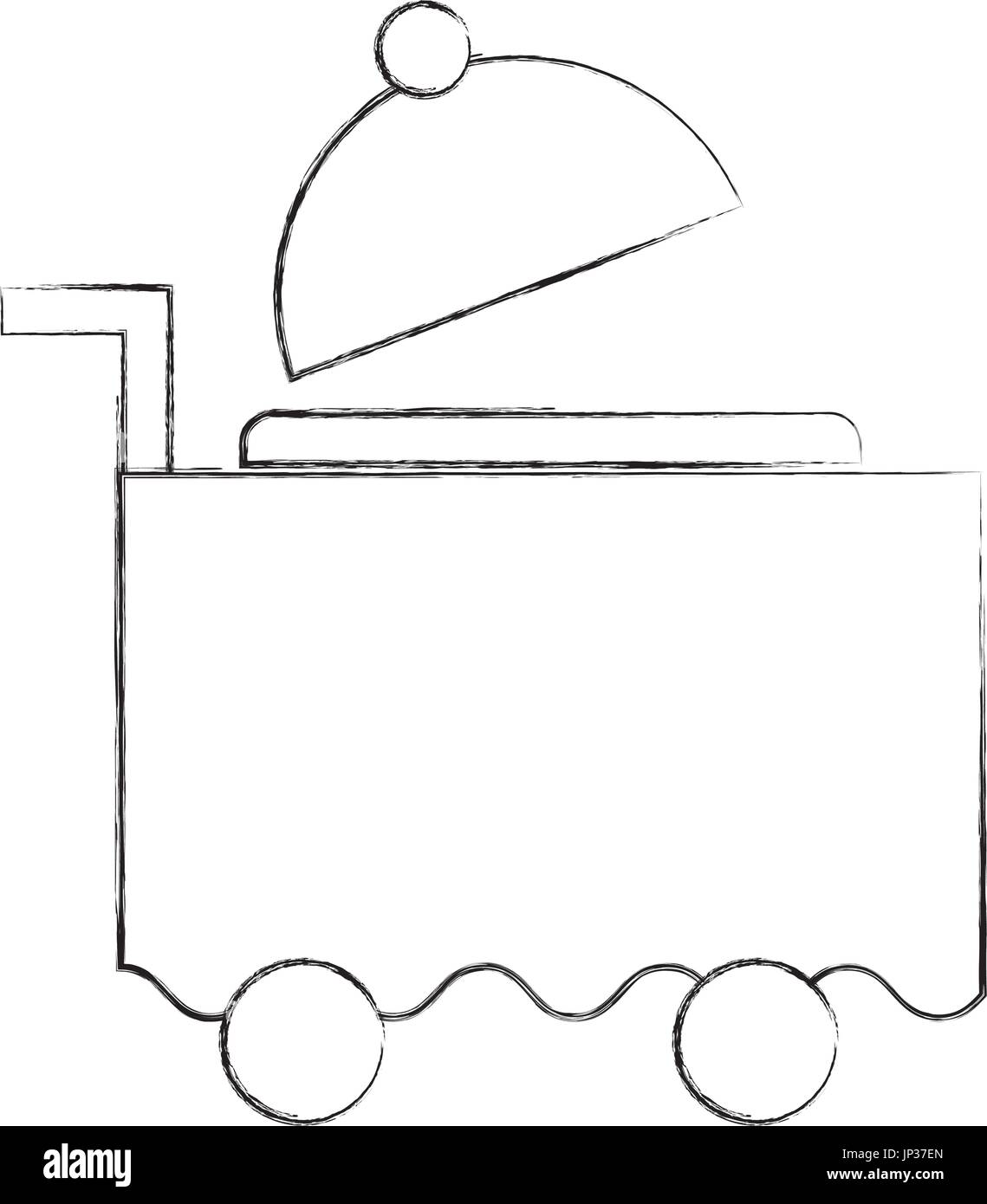 cart room service with tray server isolated icon Stock Vector Image ...