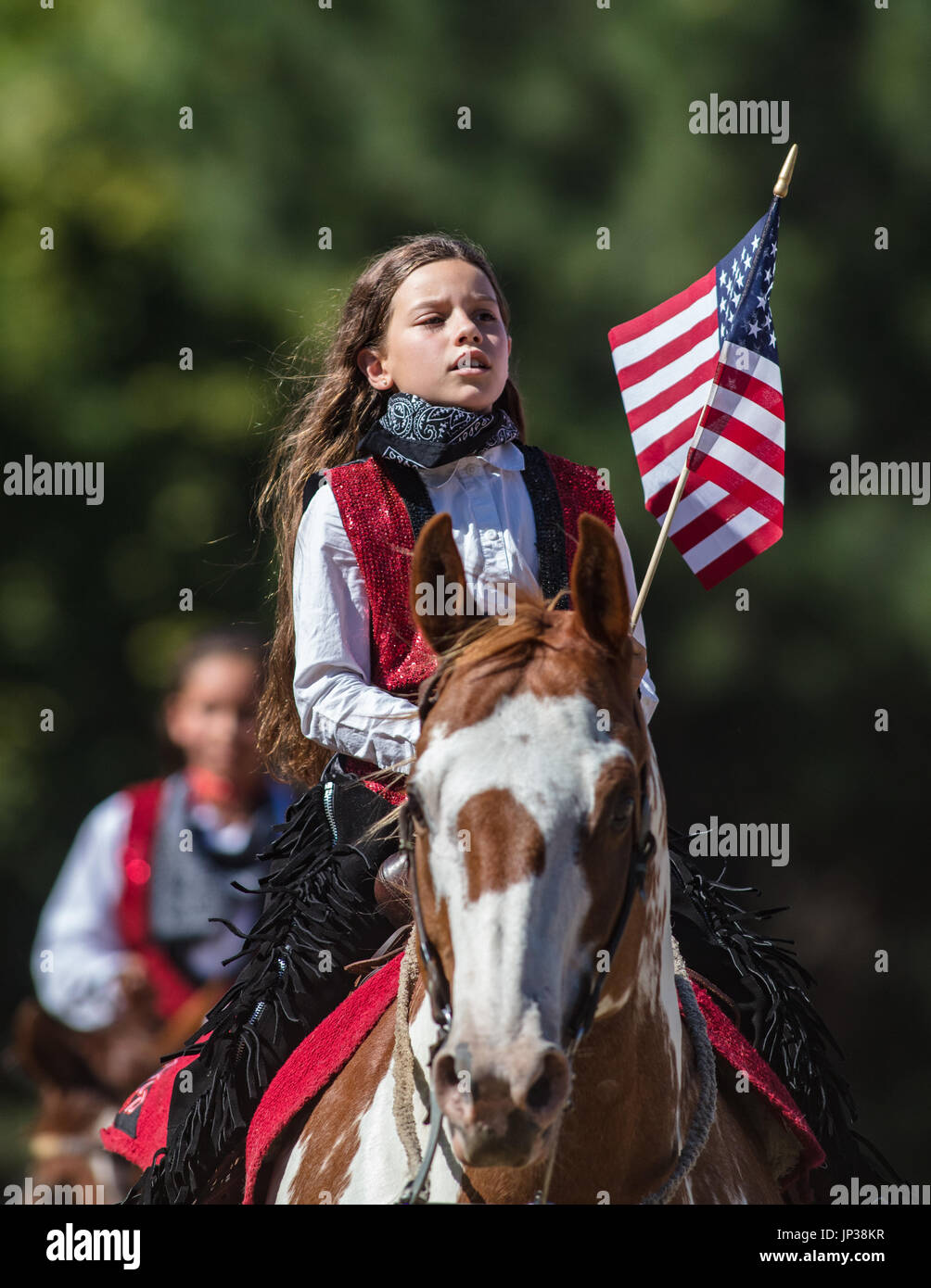 Young rodeo drill team at the Scott Valley Pleasure Park Rodeo in Etna ...