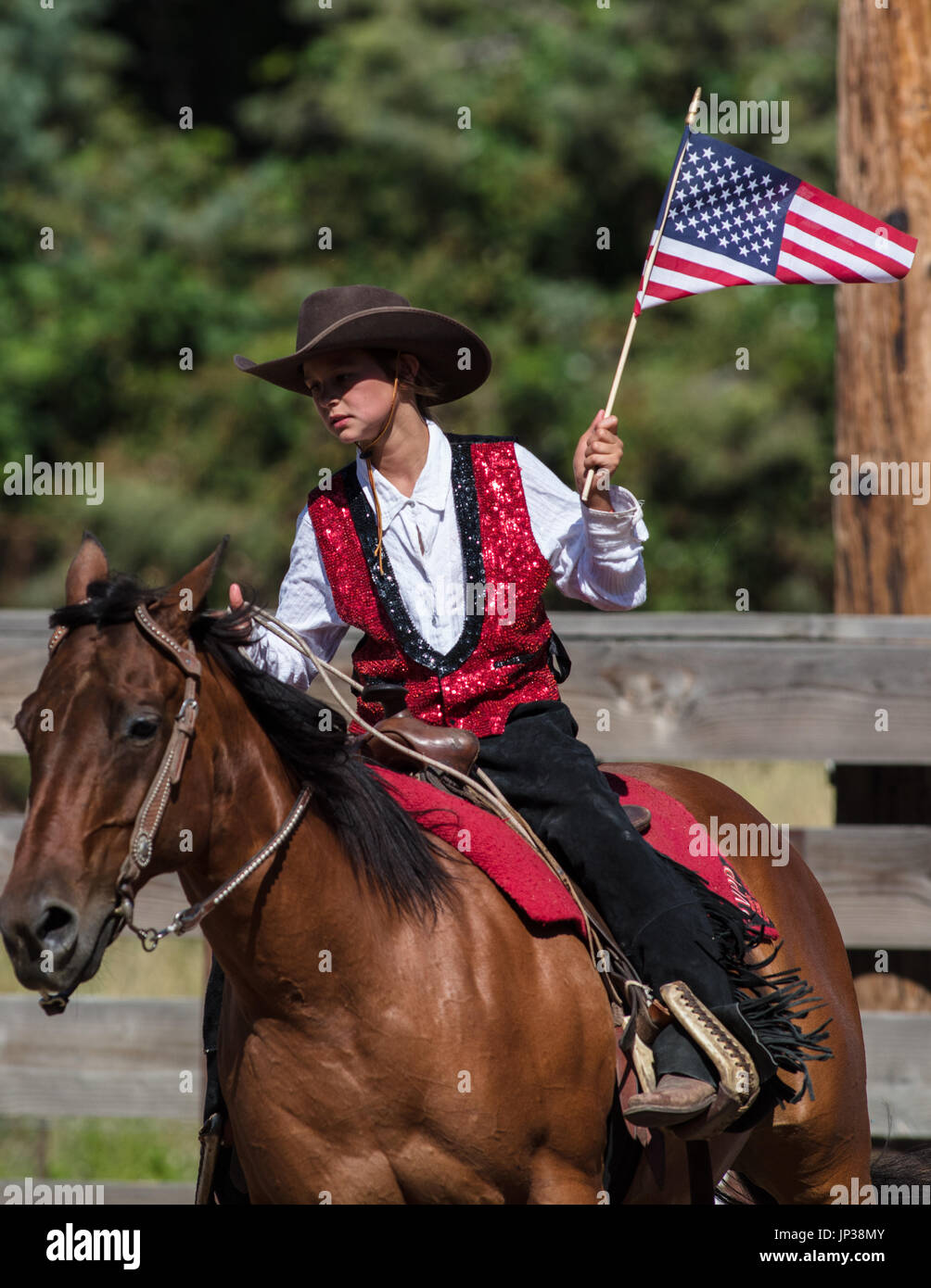 Young rodeo drill team at the Scott Valley Pleasure Park Rodeo in Etna ...