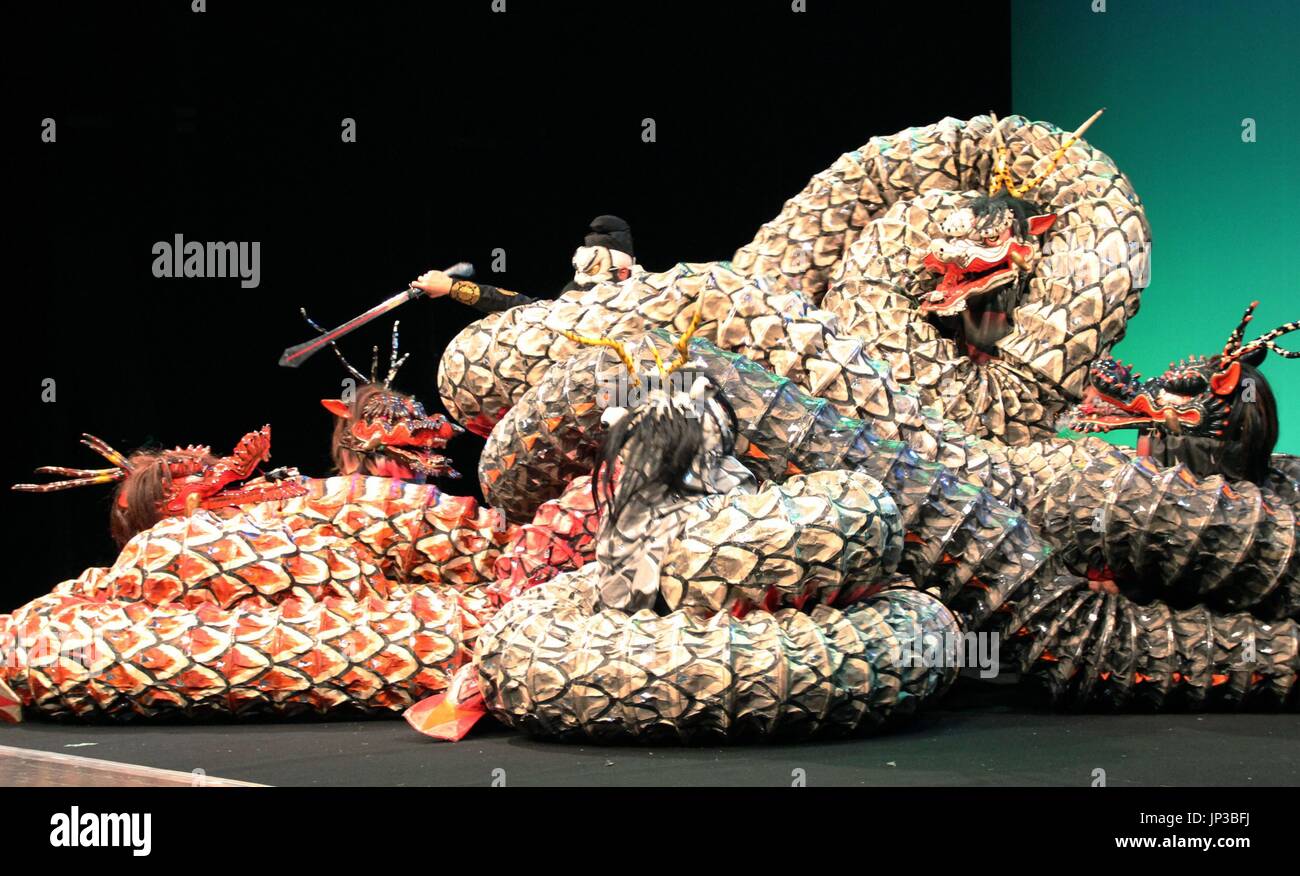 NIIGATA, Japan - A snake dance scene from "Iwami Kagura," a form of ...