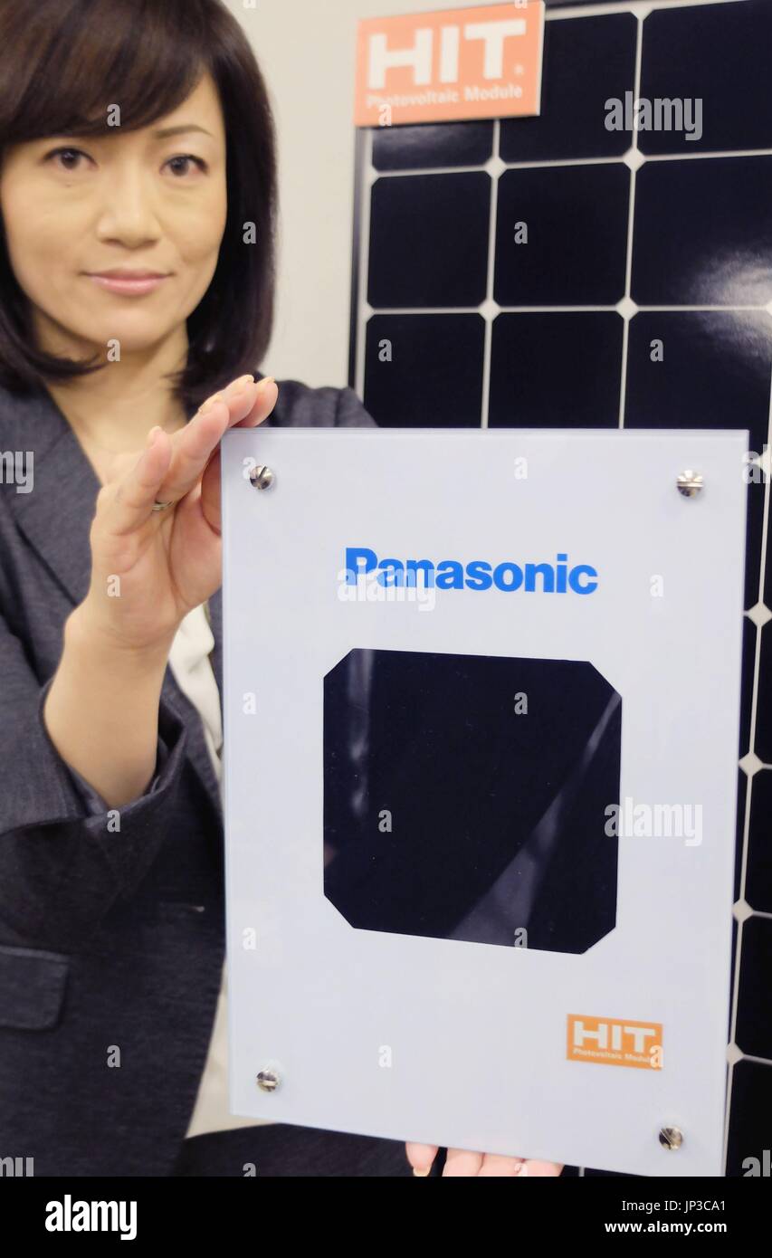 OSAKA, Japan - Panasonic Corp. shows its HIT solar cell, which has ...