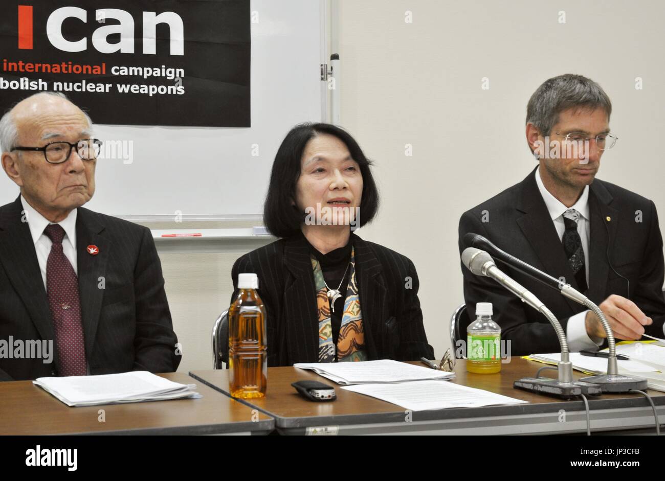 HIROSHIMA, Japan - Haruko Moritaki (C), co-representative of the ...