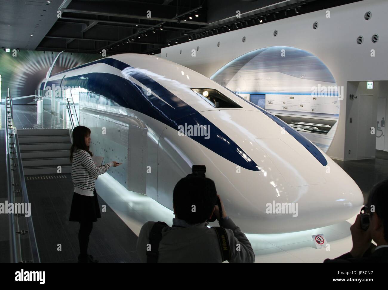 KOFU, Japan - A magnetically levitated train is on display at a newly ...
