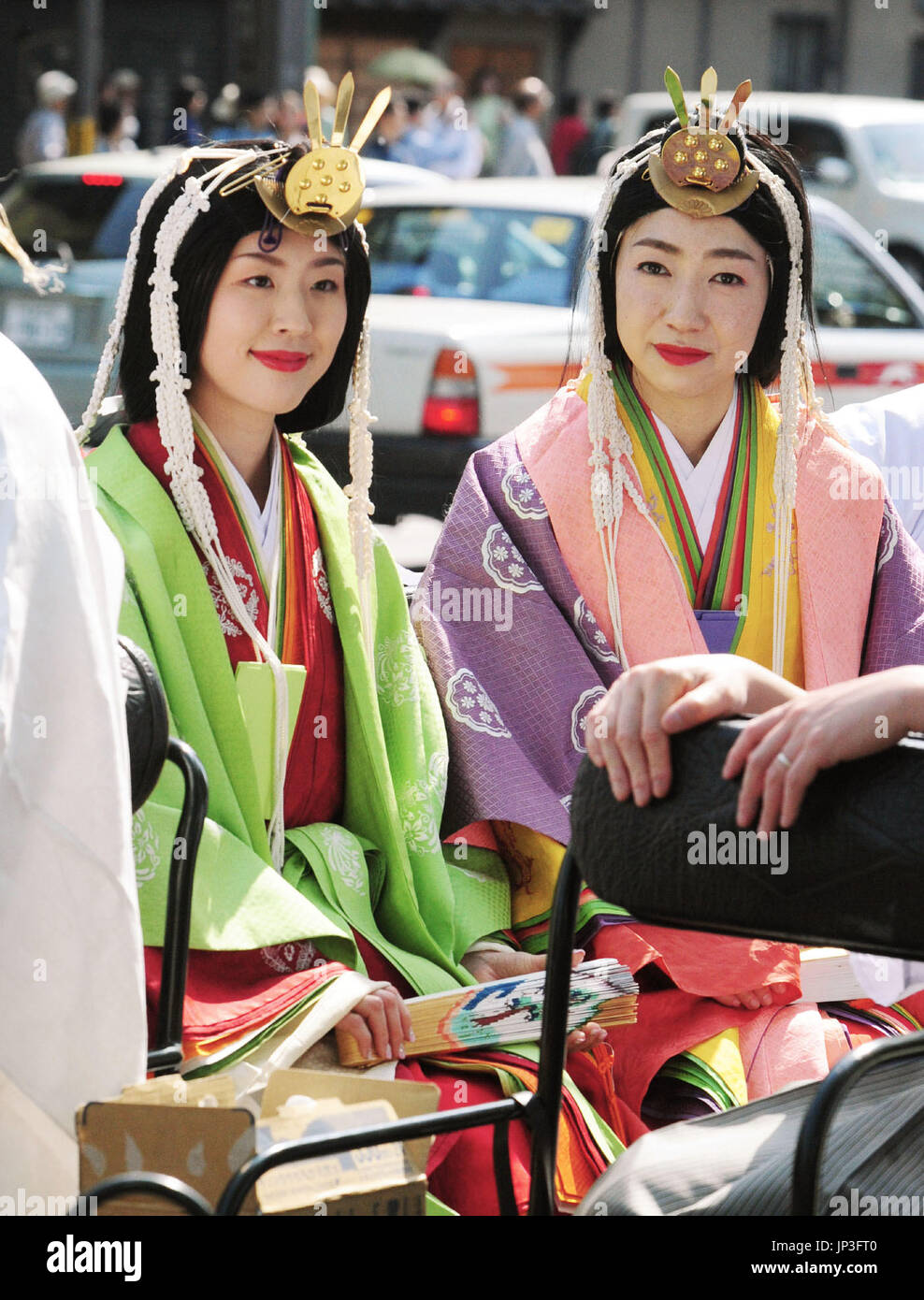 KYOTO, Japan - Women wear "junihitoe" (12-layer robes), a type of court ...