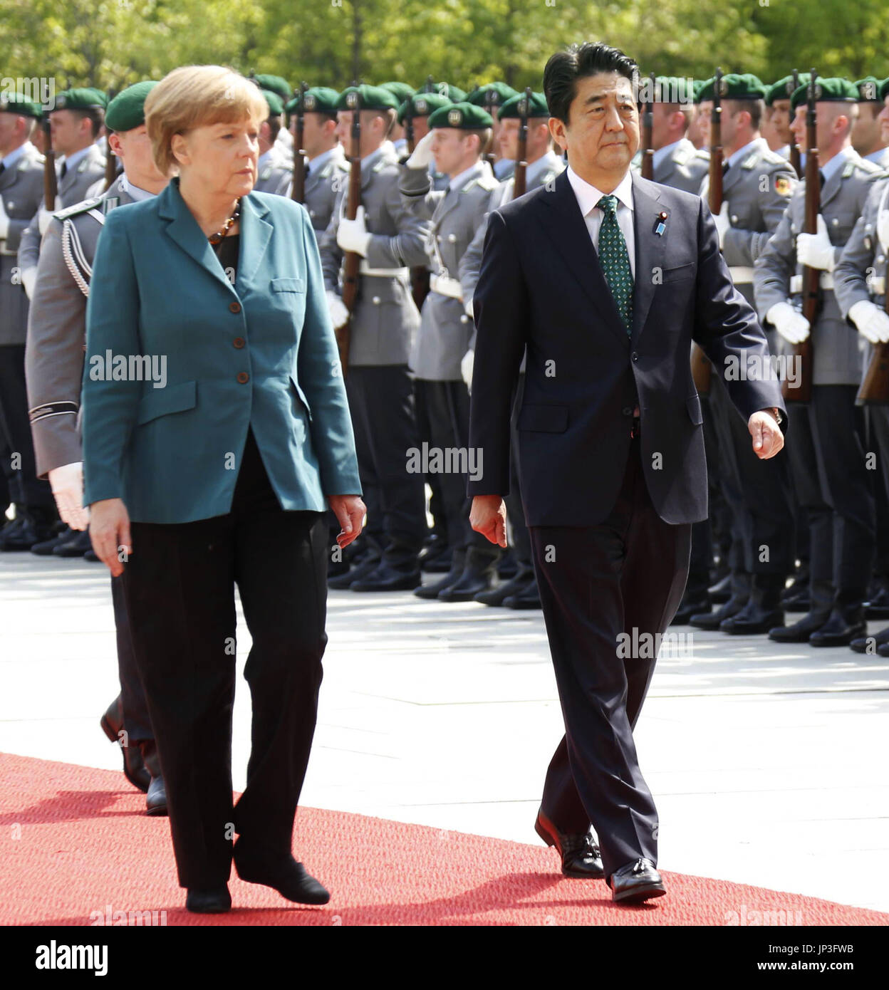 BERLIN, Germany - Japanese Prime Minister Shinzo Abe (R) and German ...