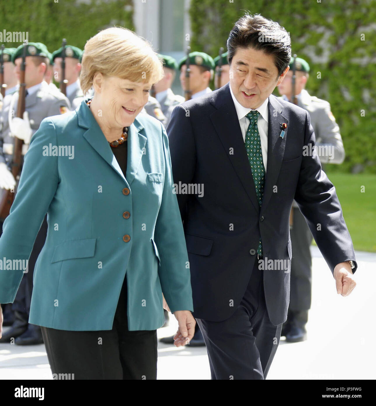 BERLIN, Germany - Japanese Prime Minister Shinzo Abe (R) and German ...