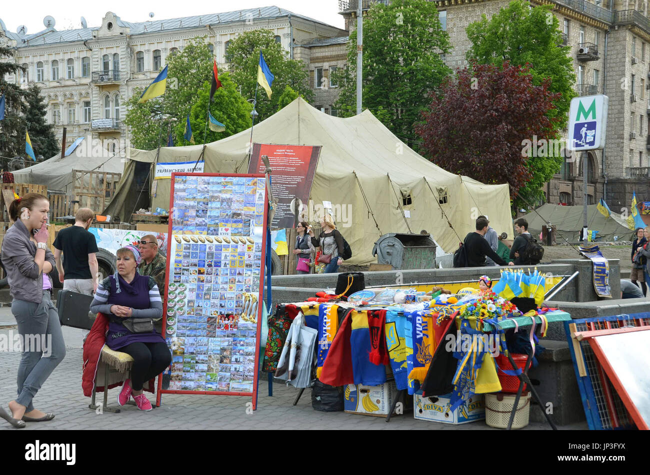 KIEV, Ukraine - A vendor waits for customers at Independence Square in ...