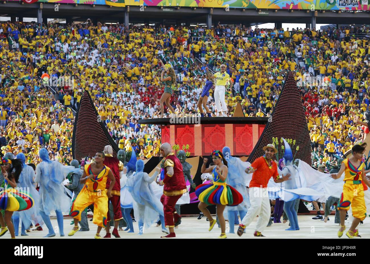 SAO PAULO, Brazil - Photo shows a scene from the opening ceremony for ...