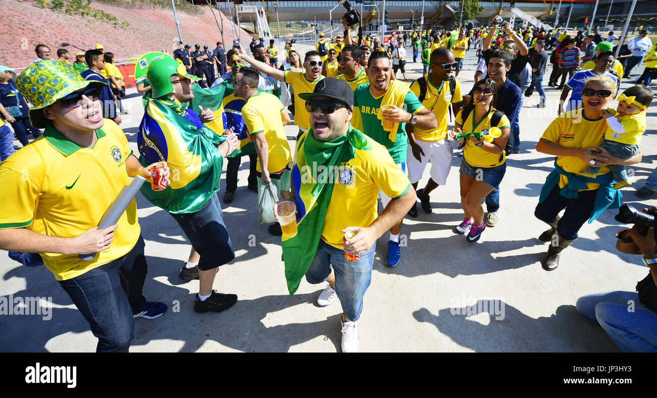 SAO PAULO, Brazil - Photo shows Brazilian supporters near Arena de Sao ...