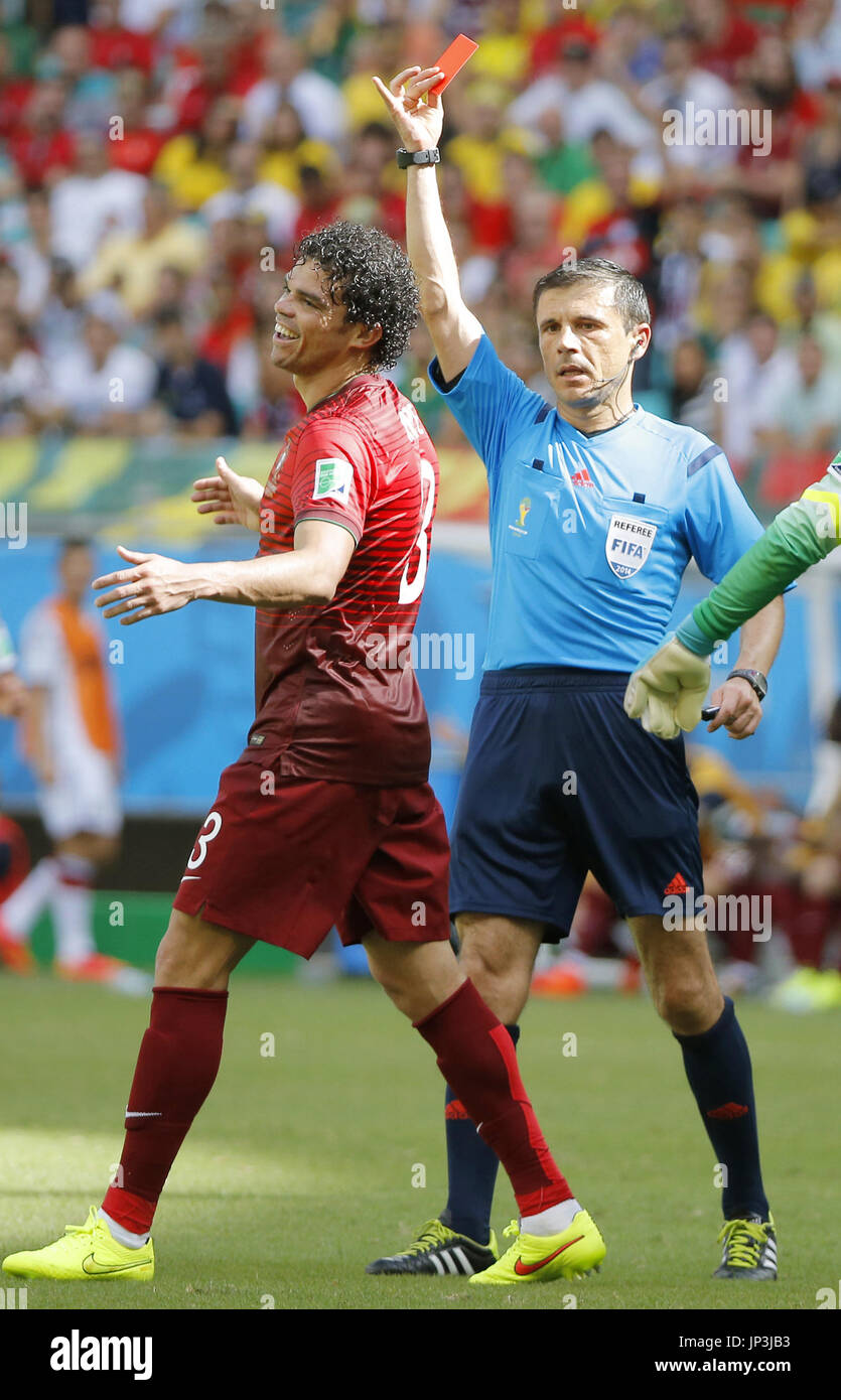 SALVADOR, Brazil - Pepe (L) of Portugal is sent off after head-butting ...