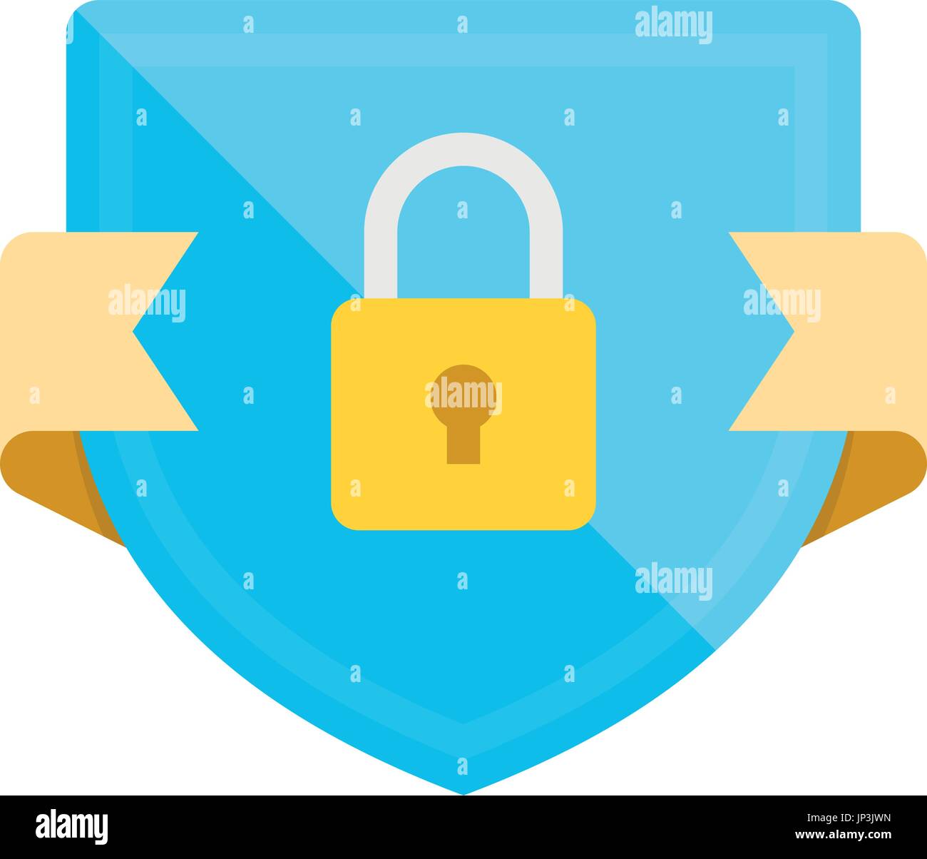 Security badge icon with shield and padlock. Modern flat vector ...