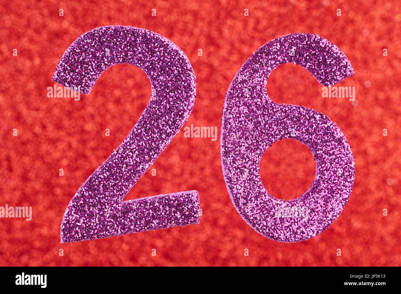 Number twenty-six purple over a red background. Anniversary. Horizontal ...