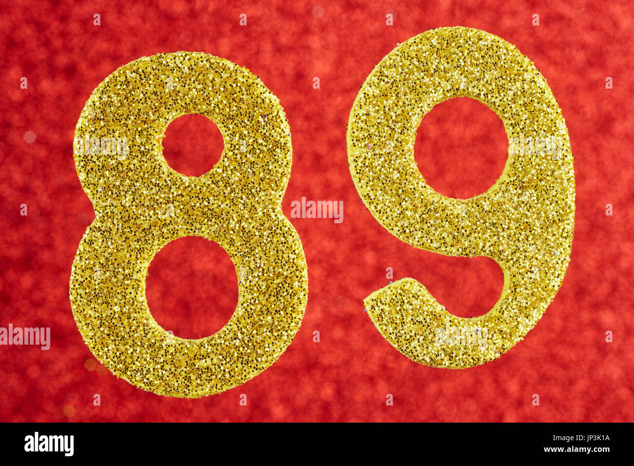 Number eighty-nine yellow color over a red background. Anniversary ...