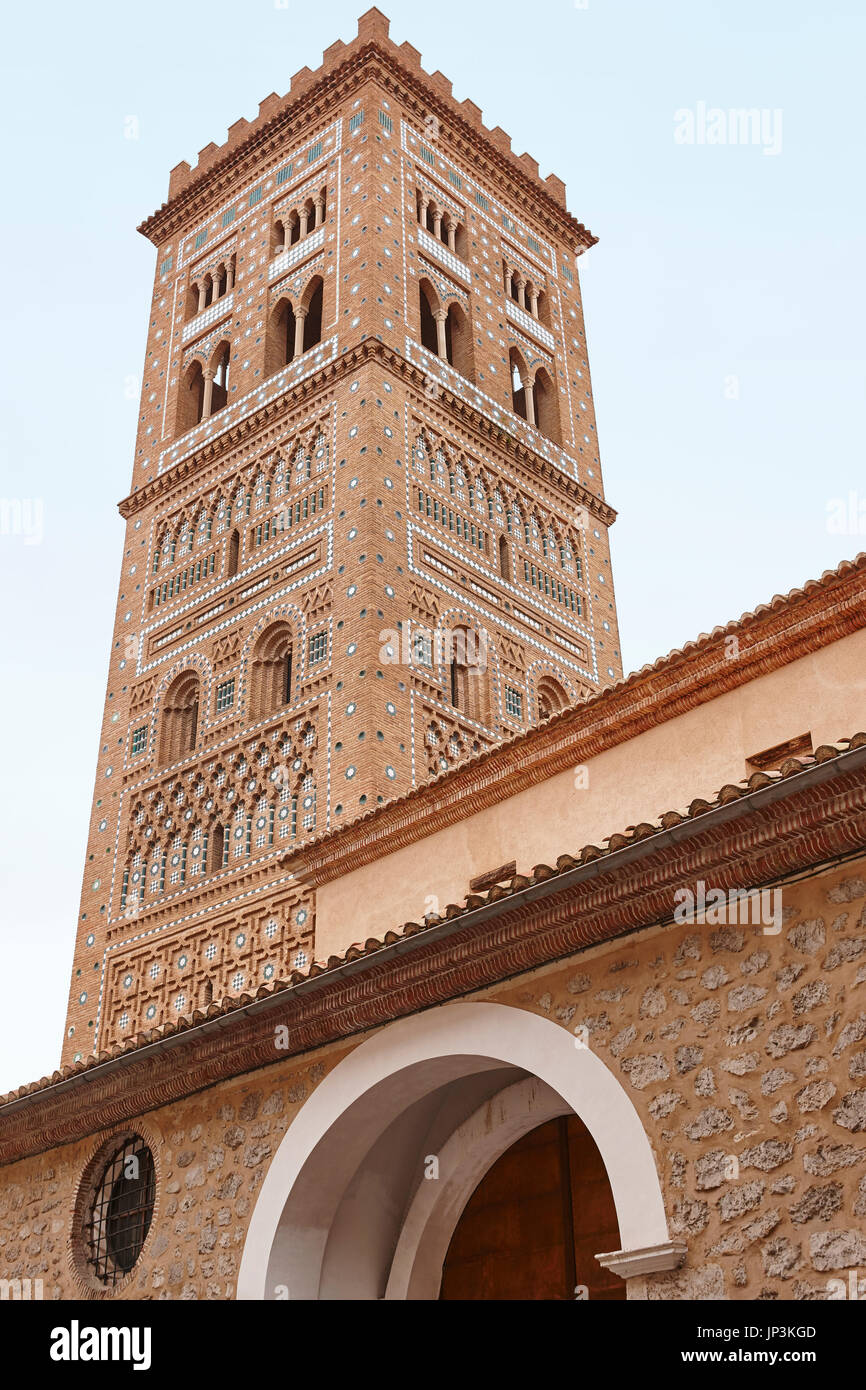 Mudejar style tower, San Martin. Teruel. Spanish heritage. Architecture ...