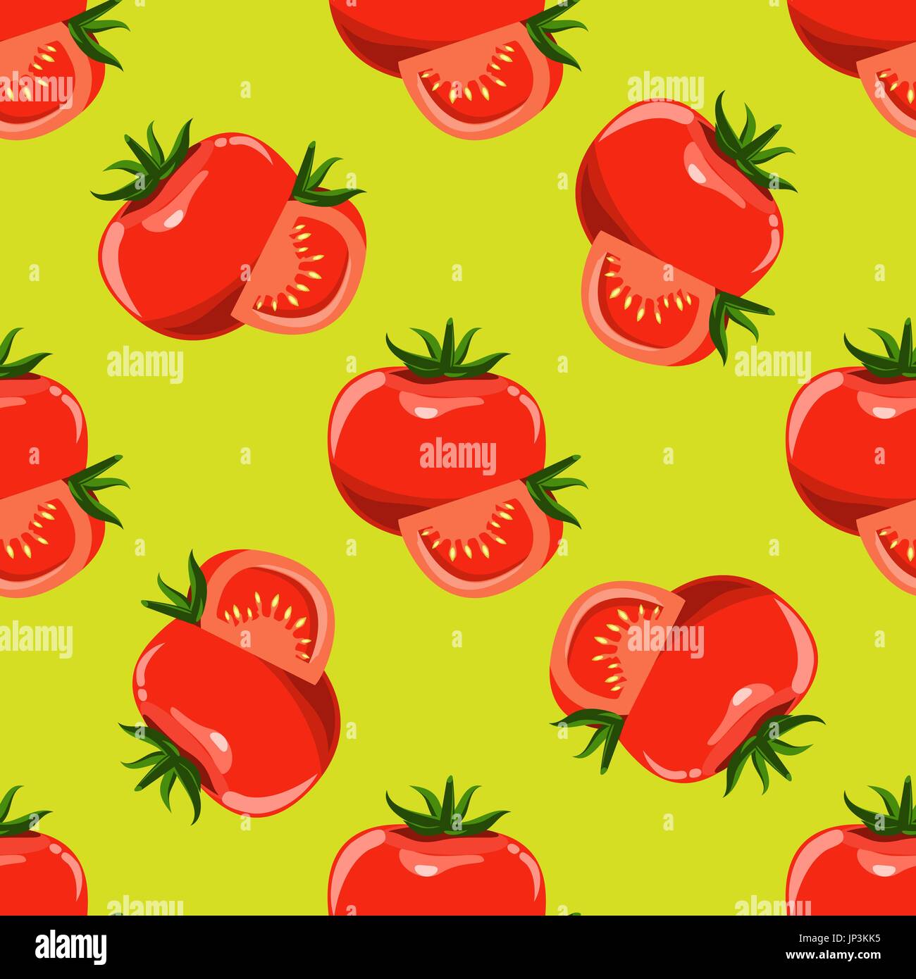 Tomatoes and slices of tomato seamless background. Flat and solid color ...